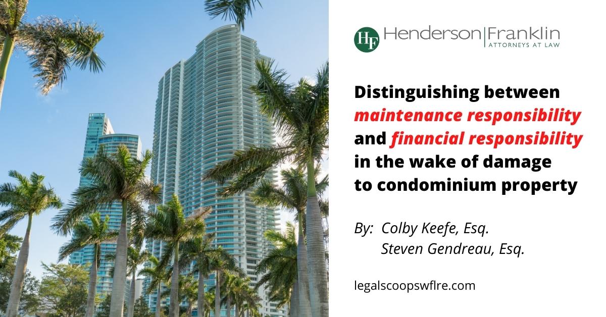 Distinguishing between maintenance responsibility and financial responsibility in the wake of ...